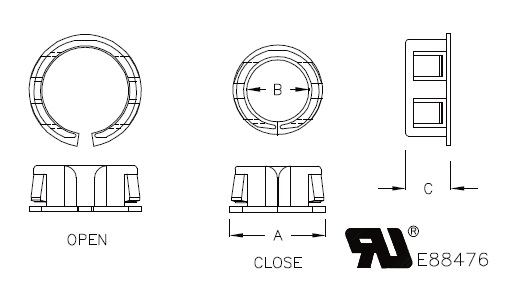 Open Closed Bushing | Plastic LED Hardware Manufacturer | PINGOOD
